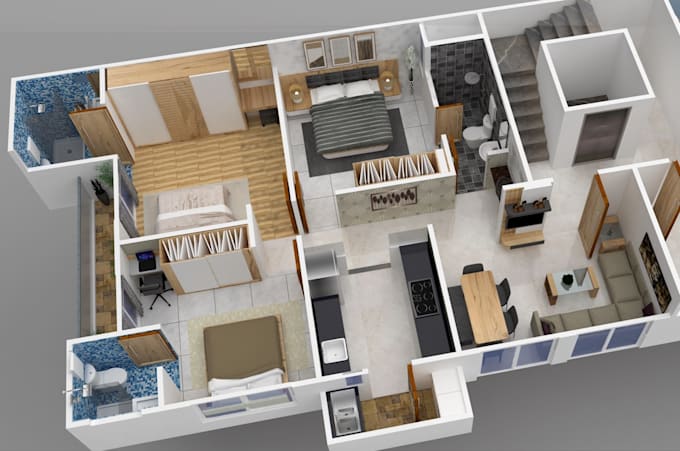 Create realistic 3dviews and design functional layouts by Aksha_07 | Fiverr