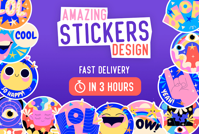 Create an awesome stickers design by Ibtissamelbriki | Fiverr