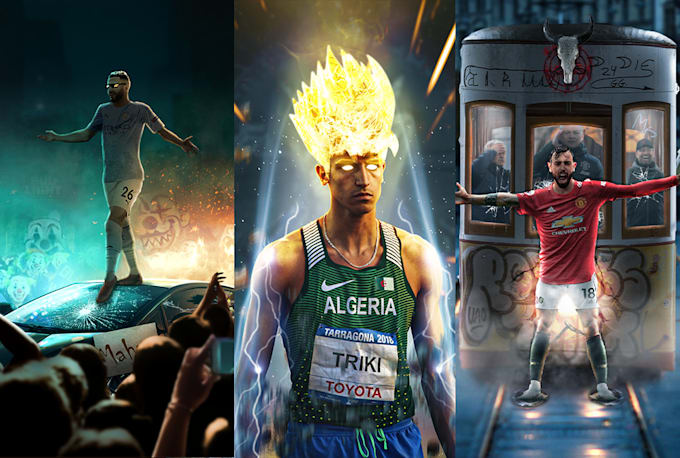 Do photo manipulation for the football team posters and sports by ...