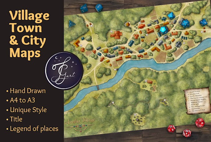 Create village, town and city fantasy map by Taniagomesart | Fiverr