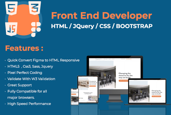 Be Your Front End Developer To Create Html Css Sass Bootstrap Js By
