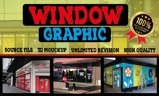 Design fantastic shop front store front window graphics banner design ...