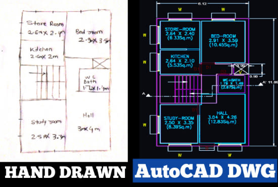 Convert hand drawn plans,pdf to autocad plan by Harsh6555 | Fiverr