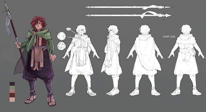 Draw a 3 point character turnaround by Liorlen | Fiverr