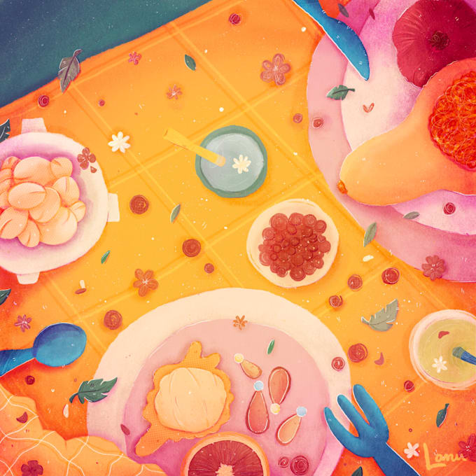 Create fun food digital illustrations by Lanuart | Fiverr