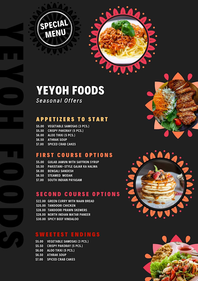 Do modern restaurant menu by Mobah001 | Fiverr