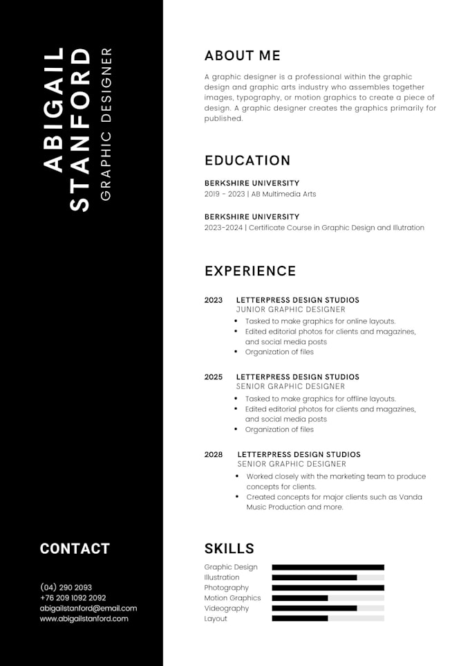 Create an attractive and unique resume for you by Theofillious | Fiverr