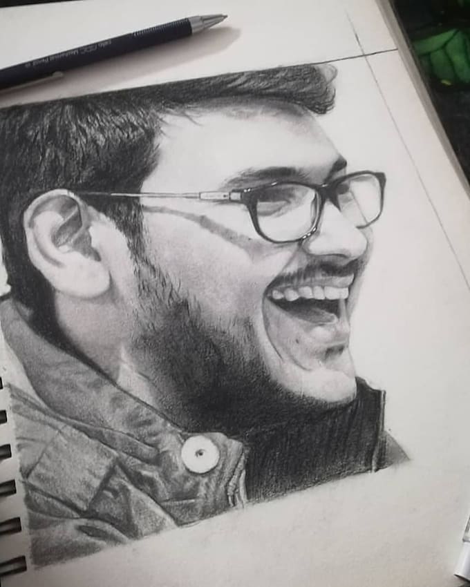 Draw detailed realistic portrait sketches by Sketchesbymj | Fiverr