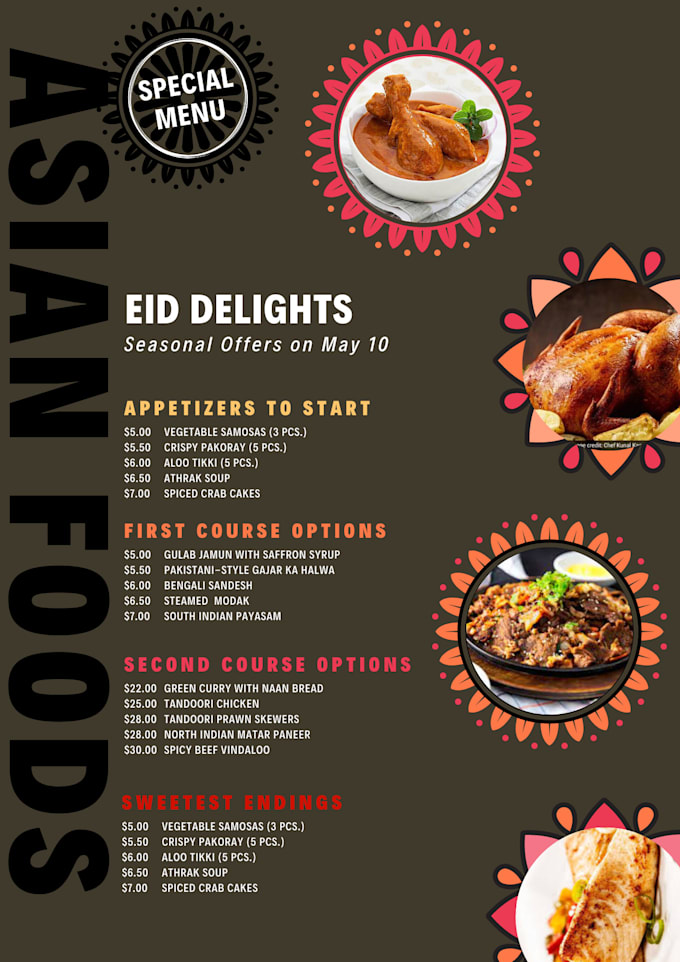 Create menu chart for your restaurant by Sonain16 | Fiverr