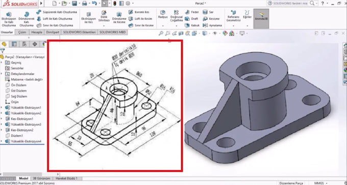 Convert drawings to 3d, 2d on autocad, solidworks by Ozge13 | Fiverr