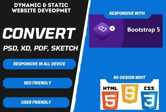 Develop a responsive website with html css and bootstrap by Rajibpu ...