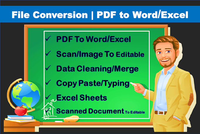 Do file conversion pdf word excel, report writing typing formatting by ...