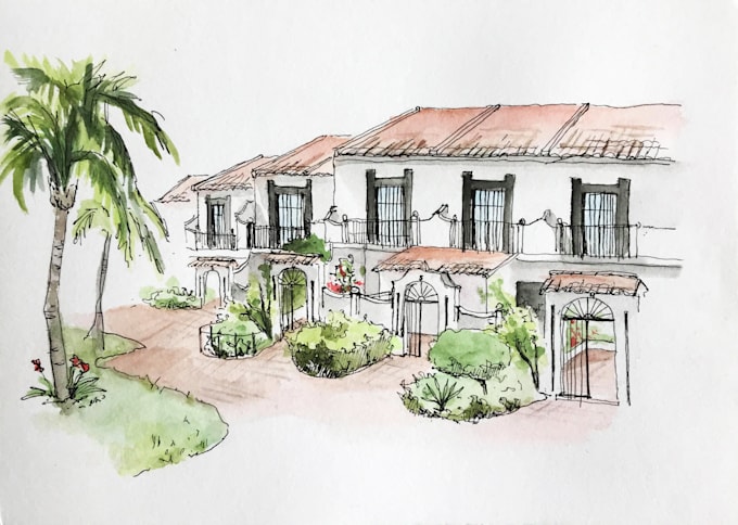 Make beautiful sketches of urban and natural landscapes by Hannahdn ...