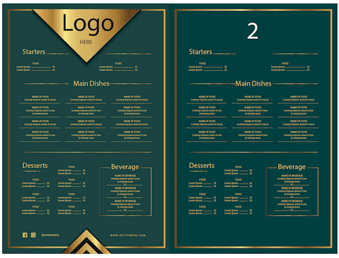 Create an attractive food restaurants and bar menu design by ...