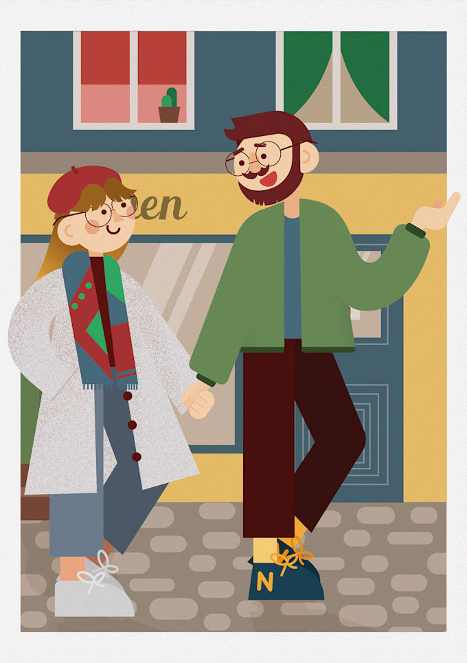 Create a flat vector illustration by Bubblepup | Fiverr