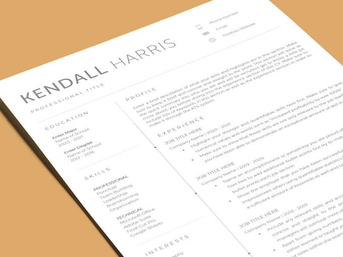 Design resume template and rewrite by Krisgalang | Fiverr