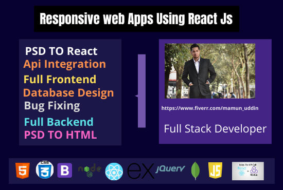 Develop your responsive website using react js, redux, next js by Mamun ...