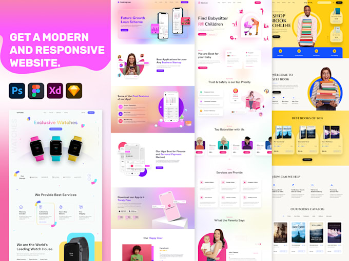 Design psd web ui ux and landing page in psd, xd, figma or sketch ...