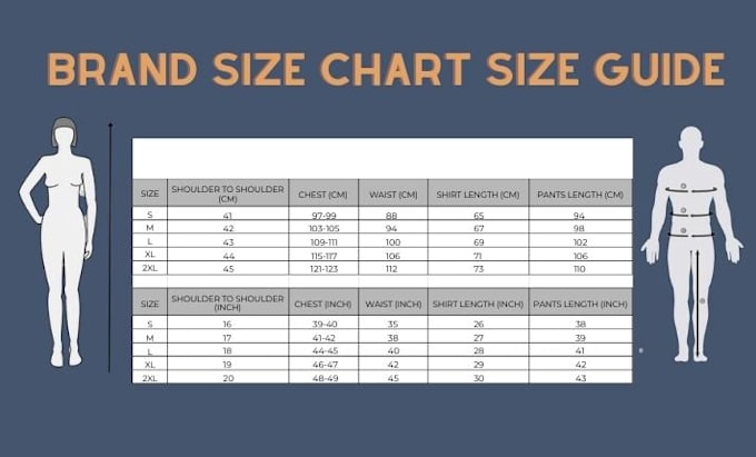 Create brand size chart and size guide by Techsoluti0ns | Fiverr