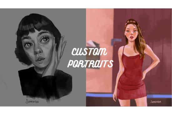 Create semi realistic portraits in my style for you by Sudheekshaa | Fiverr