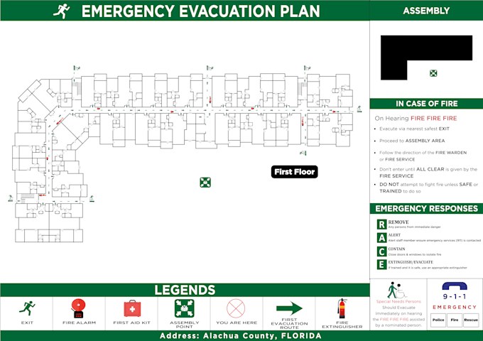 Design a fire emergency evacuation plan, diagram, map by Saniaaltaf234 ...