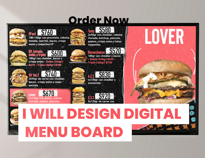 Design static digital menu board by Daiabril | Fiverr