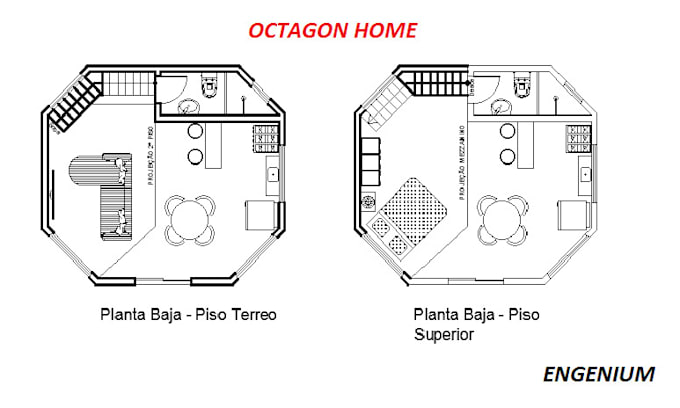 House in the shape of an octagon with double height by Brunamuniz22 ...