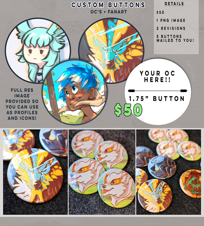 Create custom character buttons by Kristinawake | Fiverr