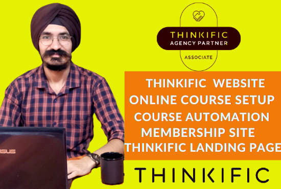 Personally create thinkific website, thinkific landing page, online ...