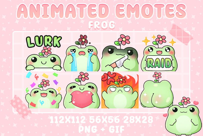 Send you premade cute frog emotes for twitch, discord by Ravenkym | Fiverr