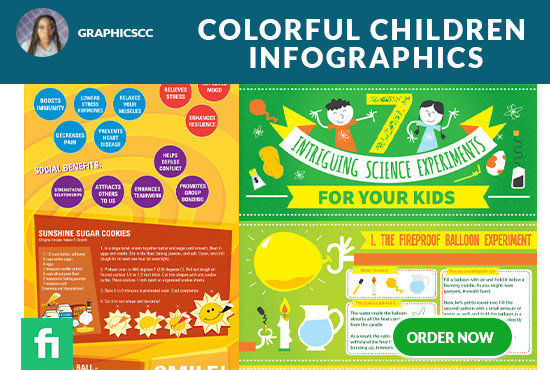 Design colourful children infographics by Graphicscc | Fiverr