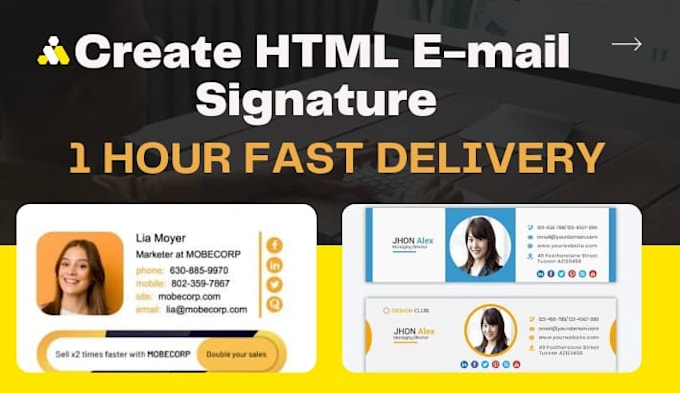 Create html email signature by Ch_uzair578 | Fiverr