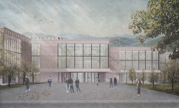 Do post digital architectural visualization collage style by ...