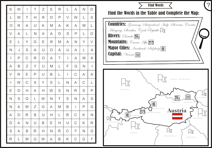 Work map quizzes and kids finding words geography maps by Artis2020 ...