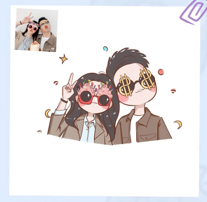 Photo conversion cartoon icon hand drawn icon by Fanqiezuiwudi | Fiverr