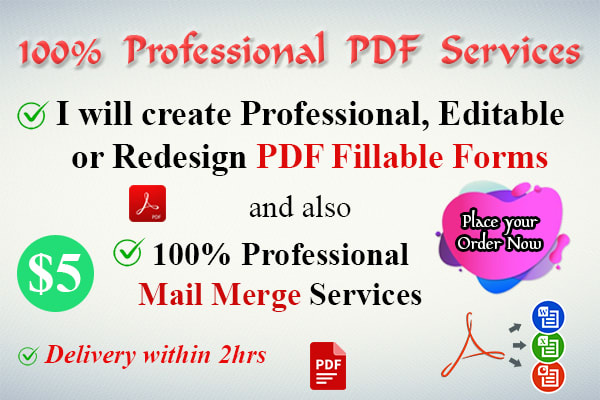 Create or design pdf fillable form and pdf mail merge by Editing_pool ...