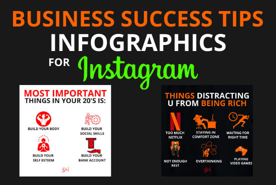 Design 200 success infographics posts for instagram by Sparrow16 | Fiverr