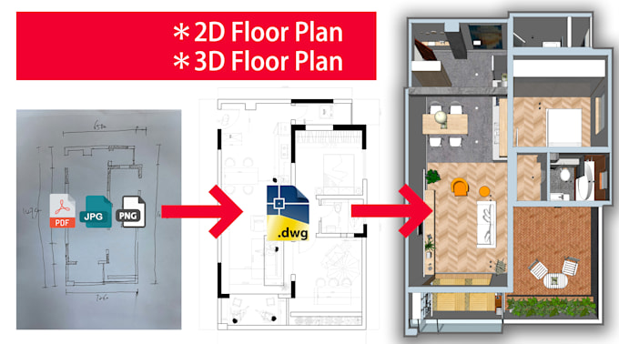 Convert pdf,or sketch drawing to auto cad and 3d models by Zhuyee | Fiverr
