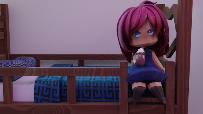 Do 3d low poly, cute and chibi characters for you by Meganeee | Fiverr