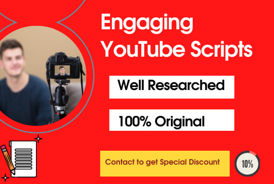 Write engaging youtube scripts by Mudaxirkhokhar | Fiverr