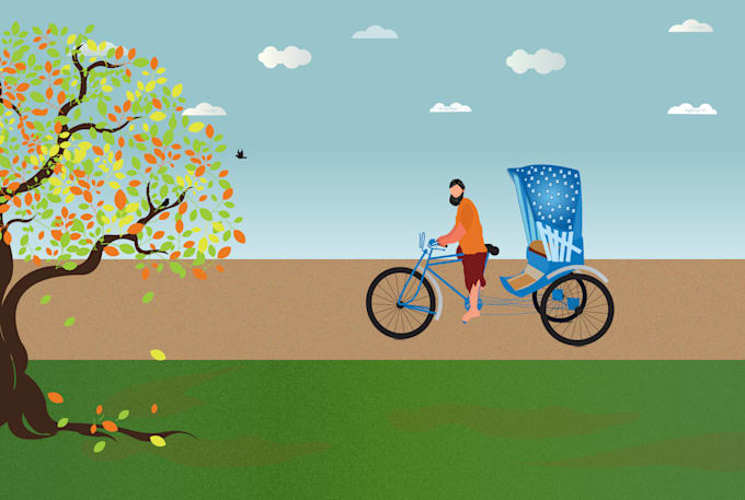 Create a simple flat vector illustration by Eschool | Fiverr