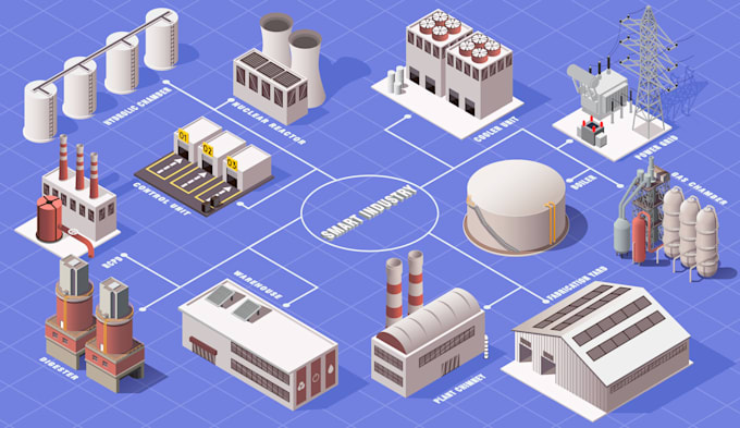 Create an isometric industrial illustration by Pixel__studio | Fiverr