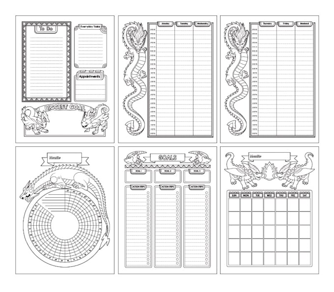 Give printable dragons power planner adult coloring pages by ...