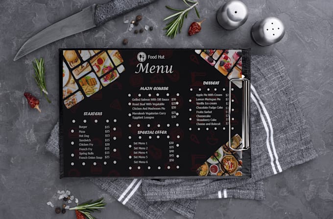 Design modern and unique restaurant menu design by Khadijatulcubra | Fiverr