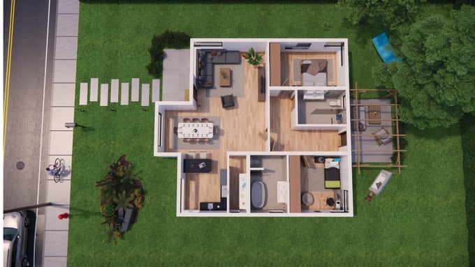 Create 3d floor plan render in enscape and sketchup by Melosazemi222 ...