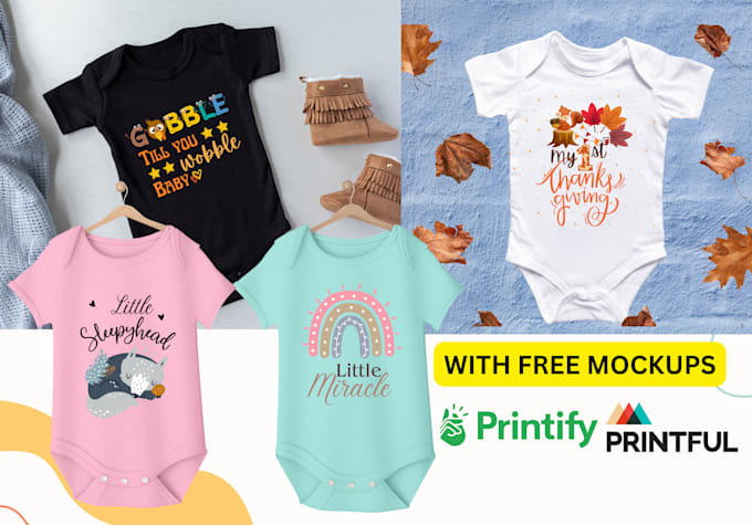 Create baby kids onesie, t shirt designs printify printful by ...