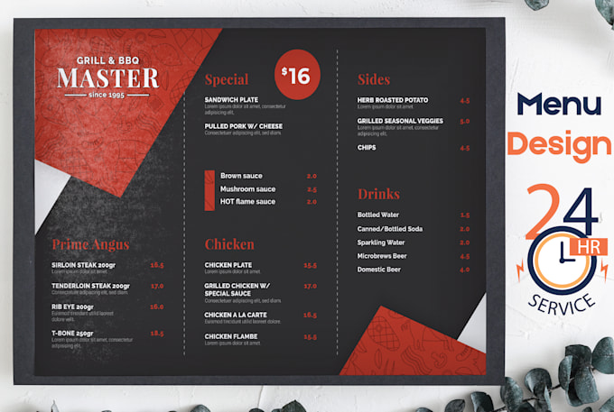 Do eye catchy restaurant menu design by Pixieset | Fiverr