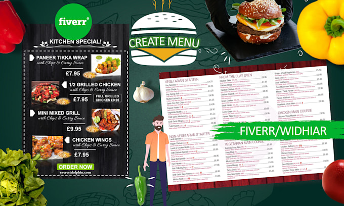 Do modern restaurant menu design by Widhiar | Fiverr