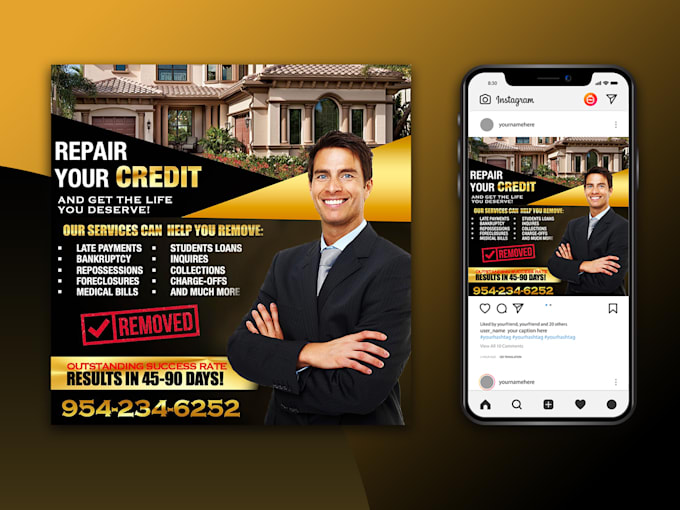 Design online instagram flyer ad for credit repair score tax business ...