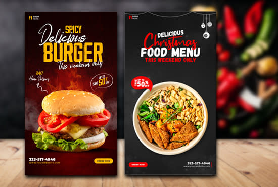 Design creative food flyers and posters by Imlovishkalia | Fiverr